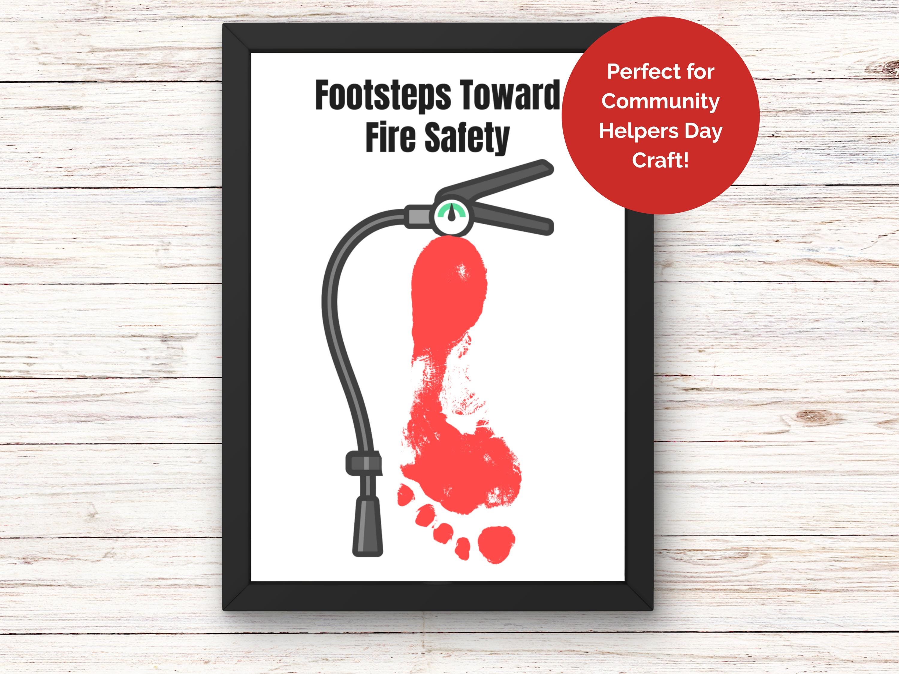 Fire Prevention Footprint Art, Community Helpers Footprint Craft ...