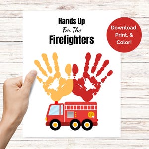 Community Helpers Handprint Craft Printable, Firefighter Handprint ...