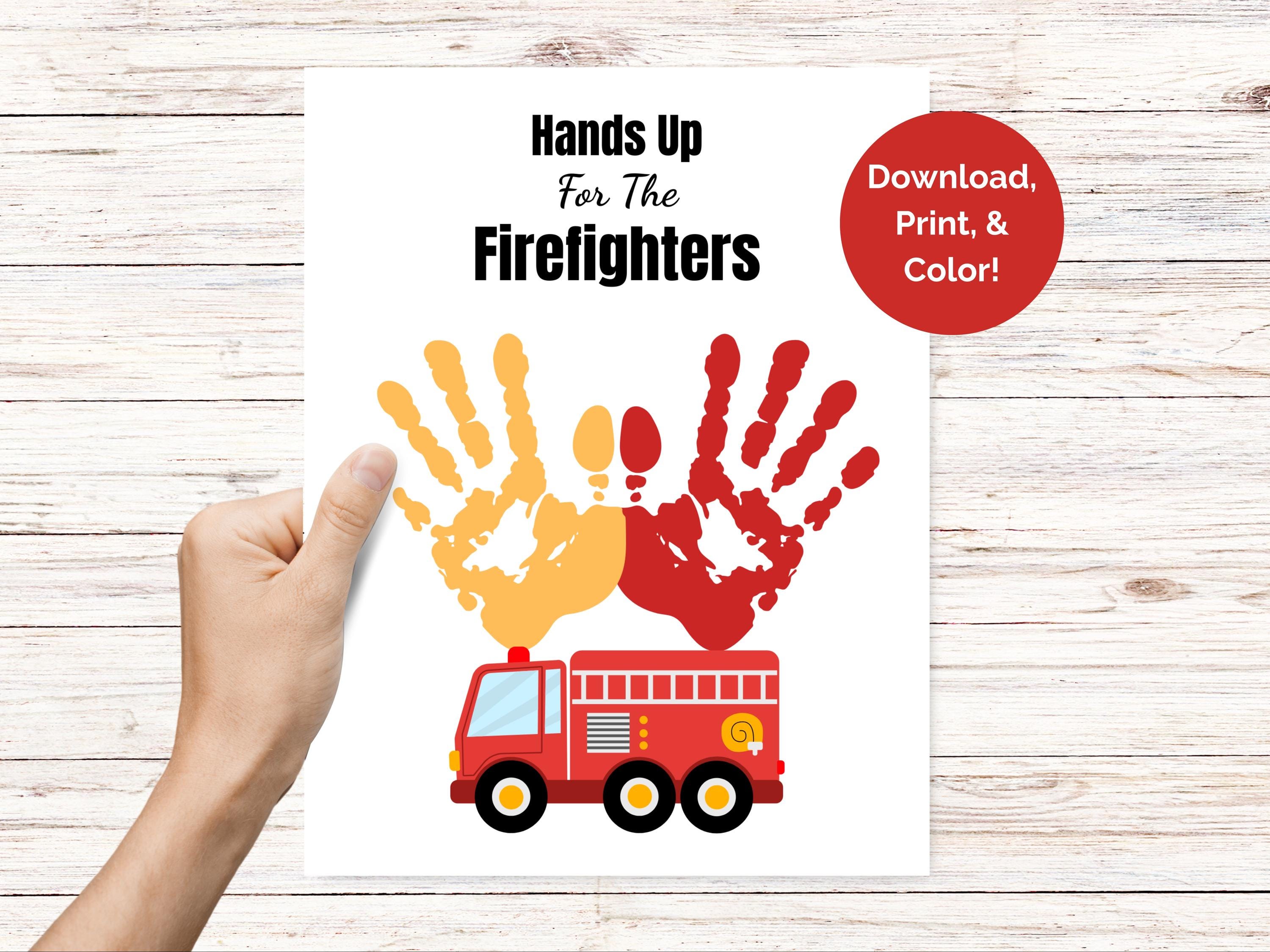 Community Helpers Handprint Craft Printable, Firefighter Handprint ...