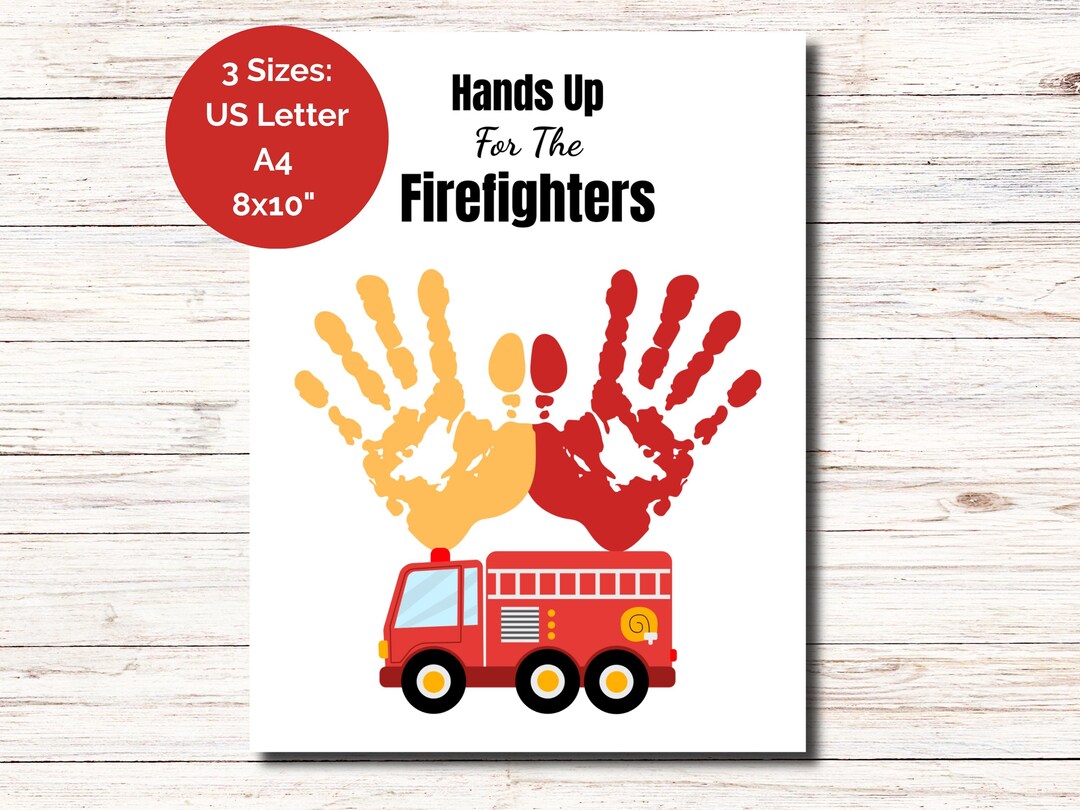 Community Helpers Handprint Craft Printable, Firefighter Handprint ...