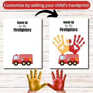 Community Helpers Handprint Craft Printable, Firefighter Handprint ...