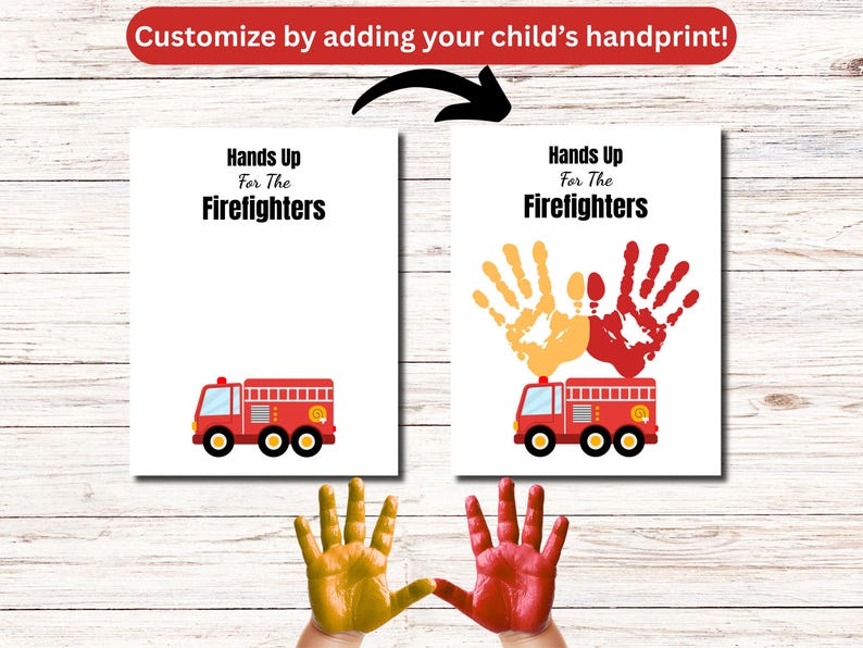 Community Helpers Handprint Craft Printable, Firefighter Handprint ...