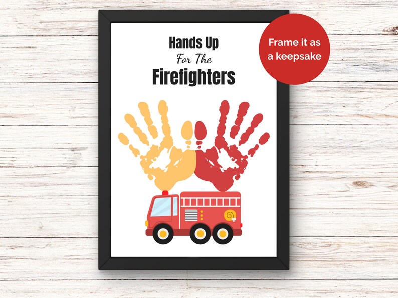 Community Helpers Handprint Craft Printable, Firefighter Handprint ...