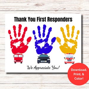 First Responders Handprint Thank You Craft, Community Helpers ...
