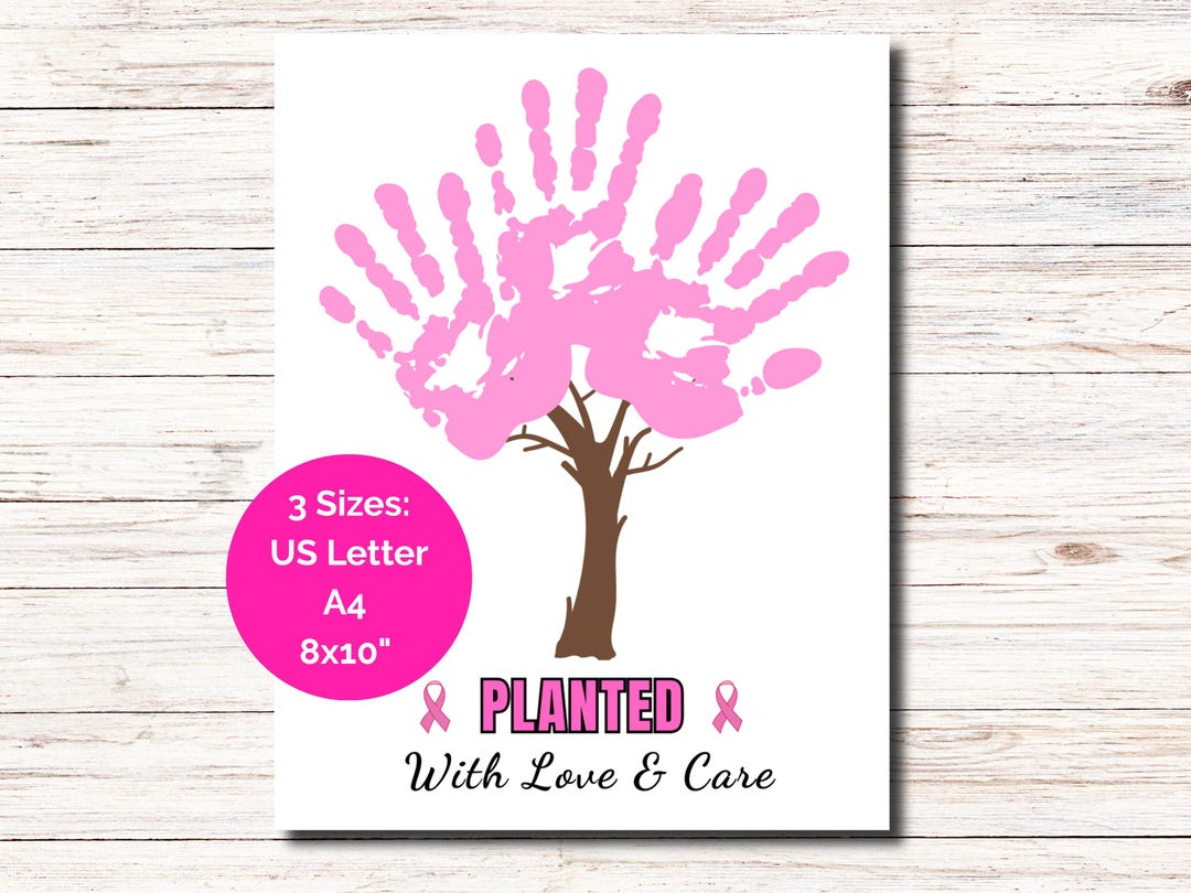 Breast Cancer Awareness Handprint Art Printable, Breast Cancer Month ...
