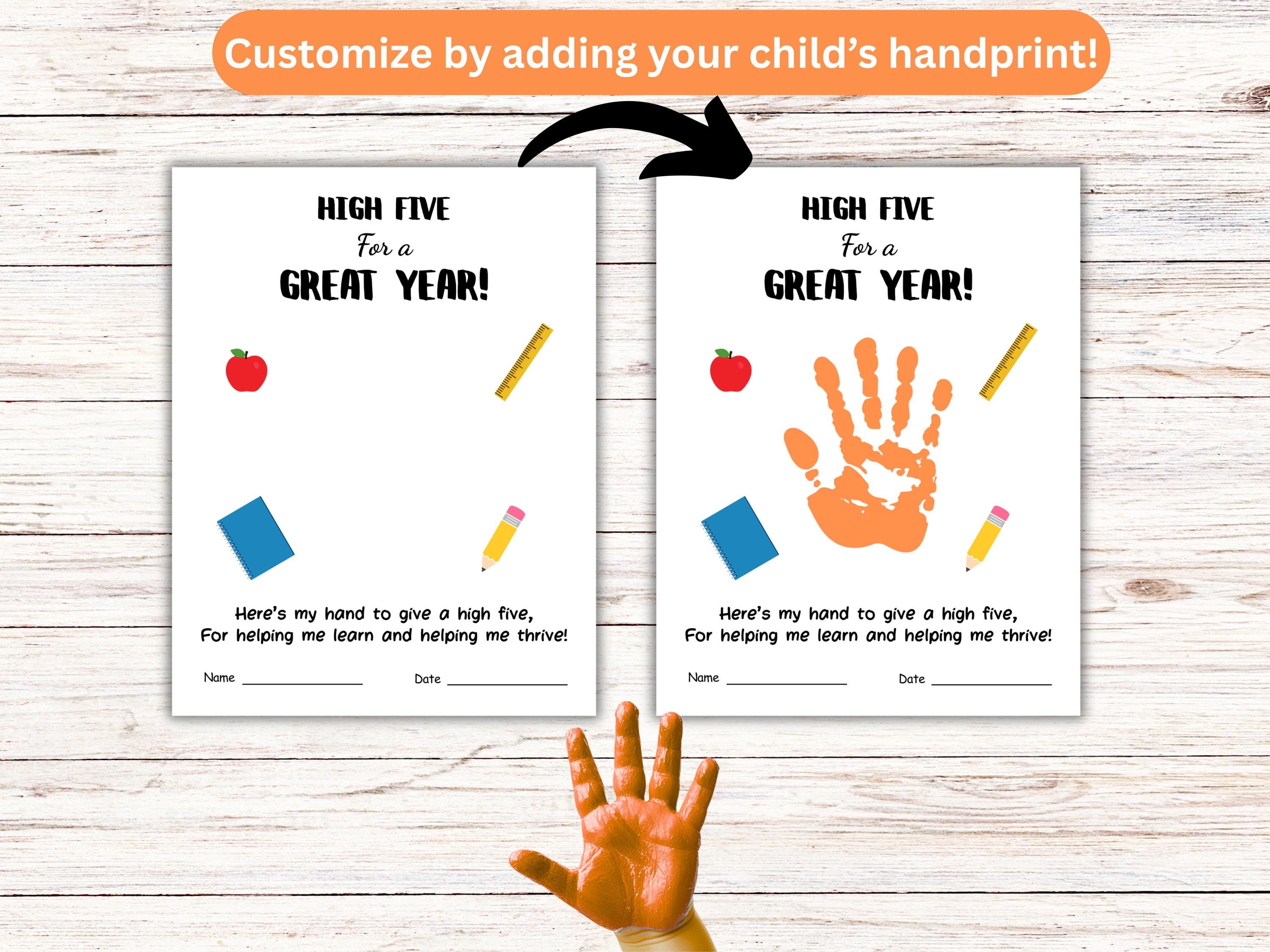Back to School Handprint Craft, High Five for a Great Year Keepsake ...