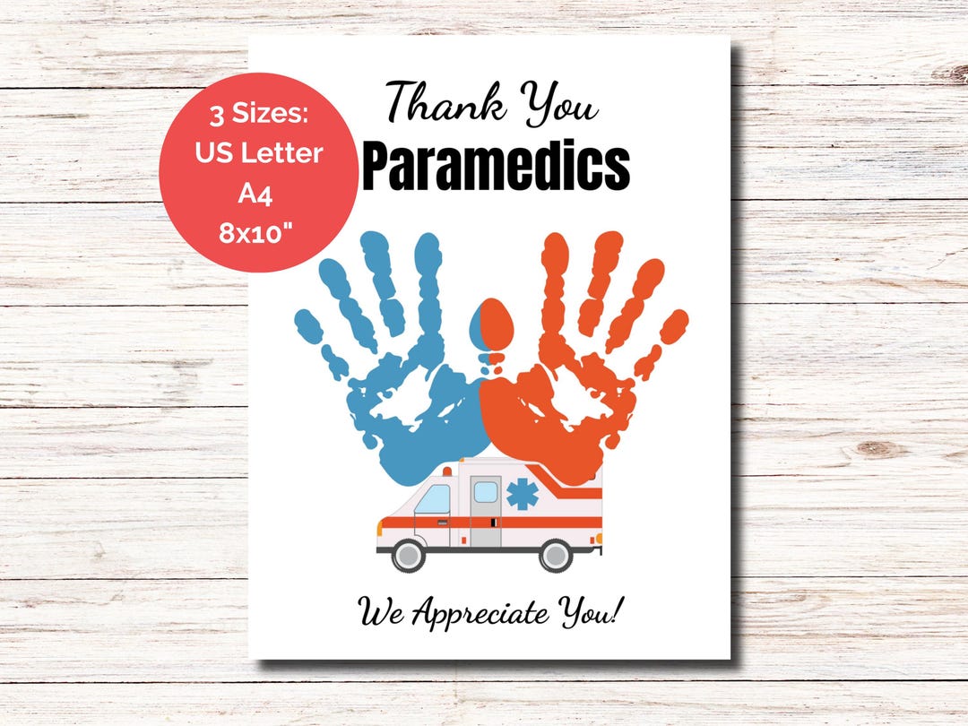 First Responders Paramedics Handprint Thank You Craft, Paramedics Gift ...