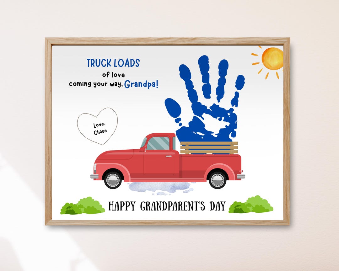 Grandpa Handprint Truck Craft: Grandparents Day Gift (PDF Download) - Etsy