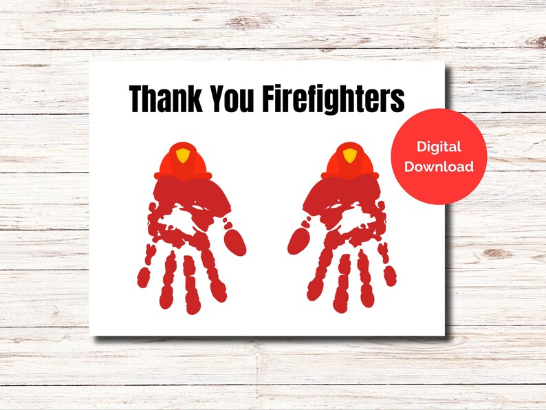 Community Helpers Handprint Craft Printable, Firefighter Handprint ...