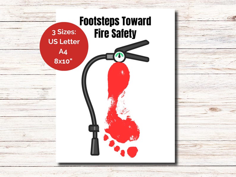 Fire Prevention Footprint Art, Community Helpers Footprint Craft ...