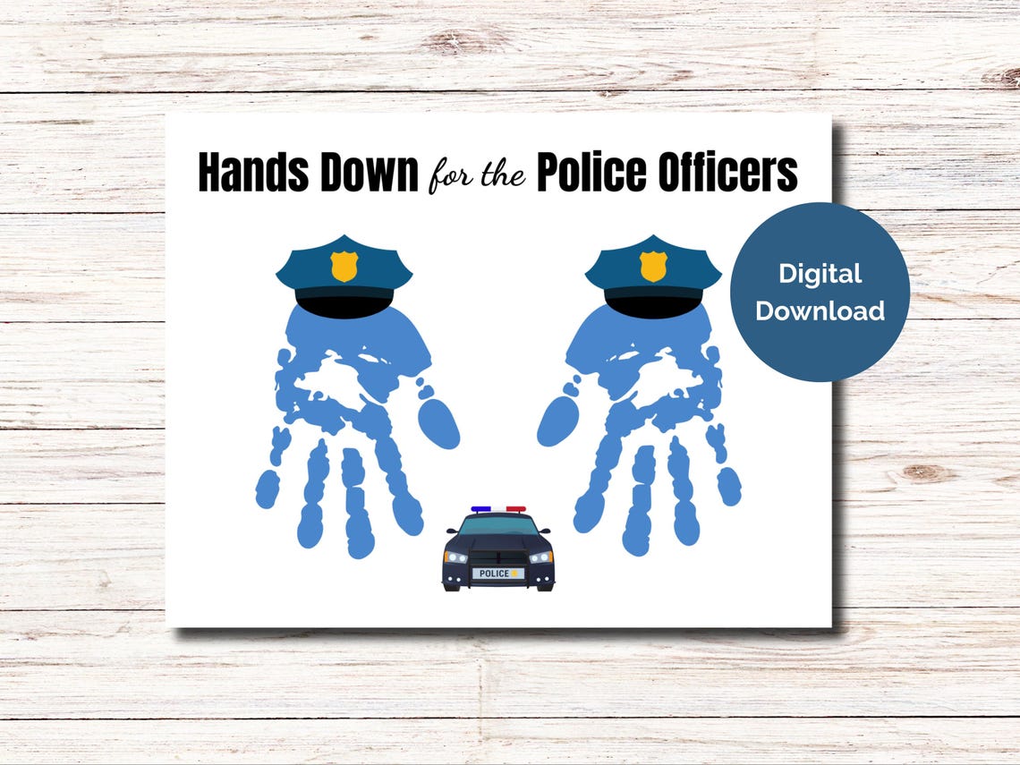 Police Handprint Craft for Kids, Community Helpers Handprint Art ...