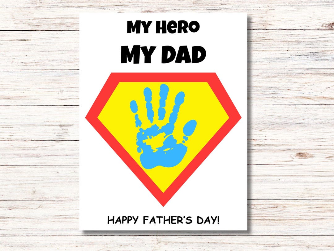 Father’s Day Handprint Craft, My Hero My Dad Handprint Craft, Printable ...