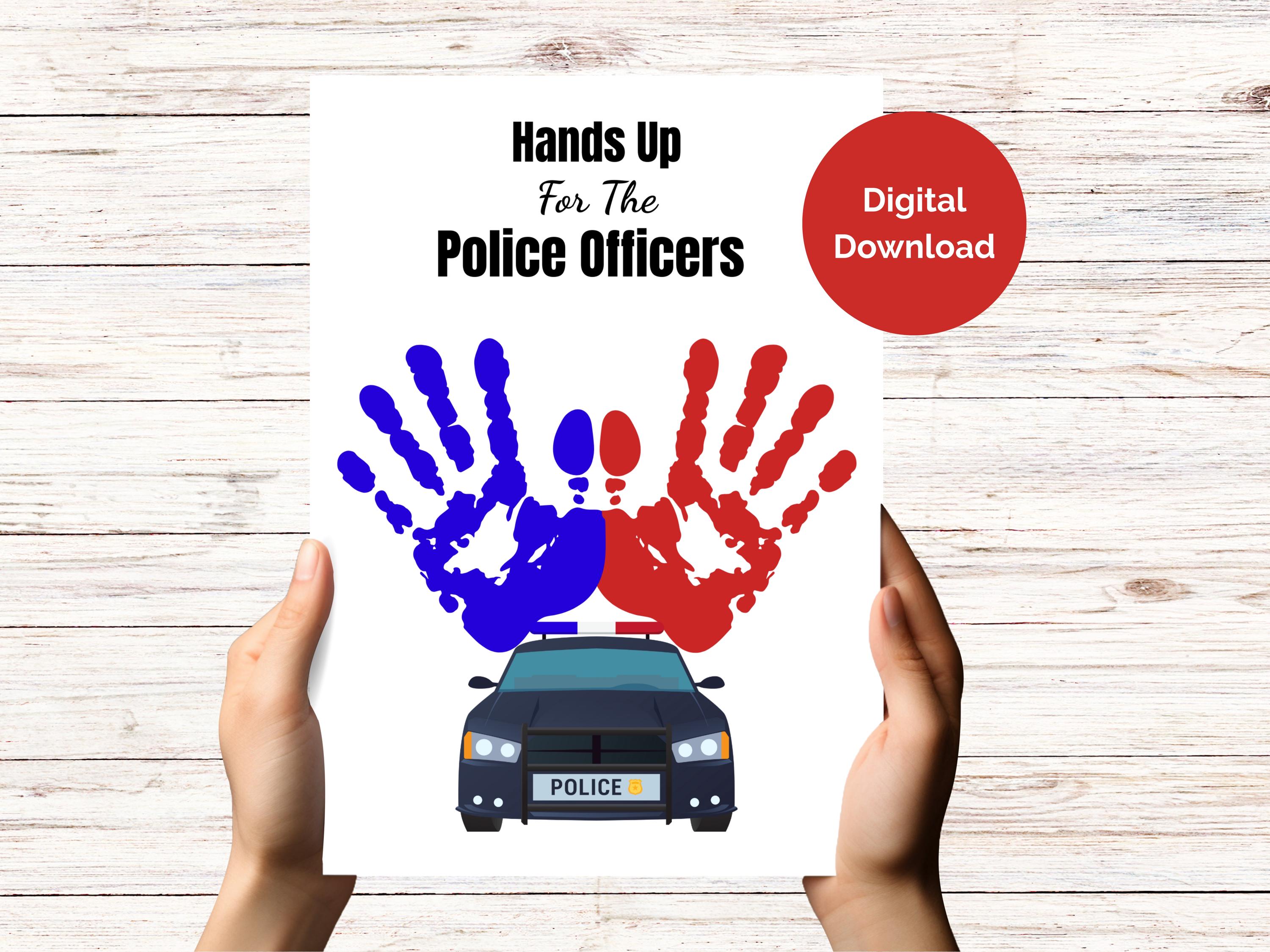 Hands up for the Police Officers, Community Helper Day Handprint Craft ...