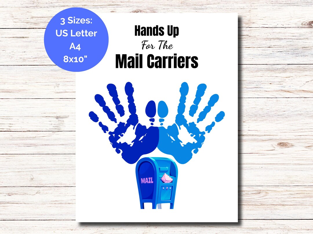 Community Helpers Handprint Craft Printable, Mail Carrier Handprint ...