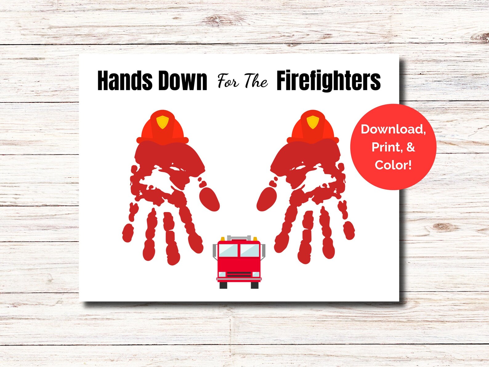 Community Helpers Handprint Craft Printable, Firefighter Handprint ...