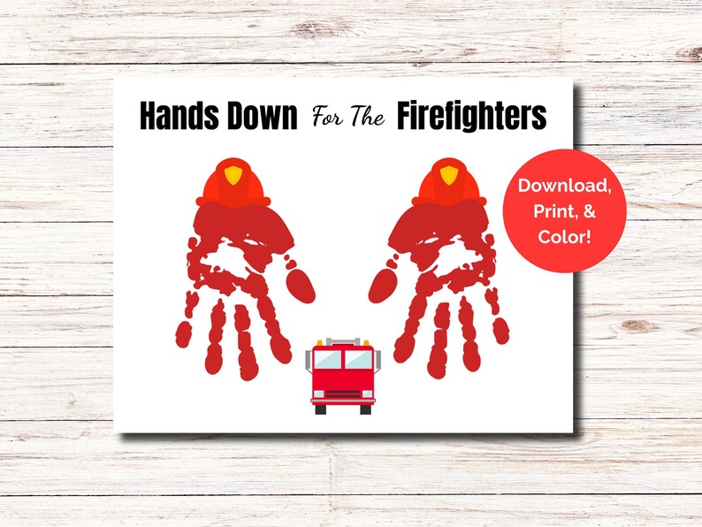 Community Helpers Handprint Craft Printable, Firefighter Handprint ...