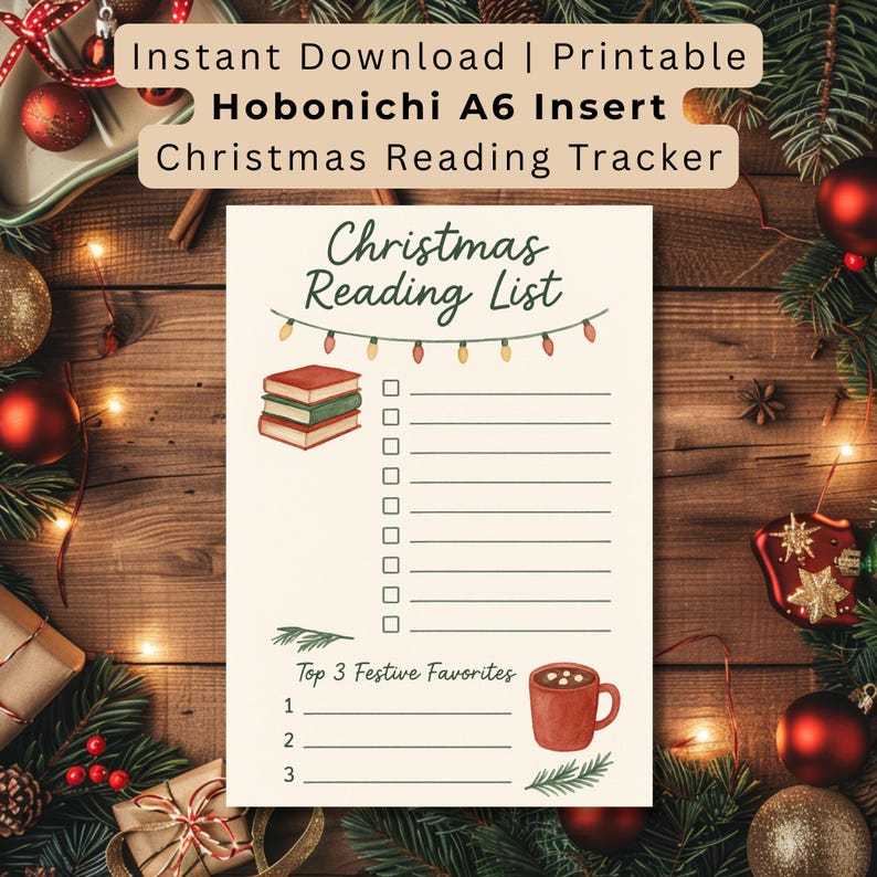 Christmas Reading List Tracker | Hobonichi A6 Insert (printable) - Etsy