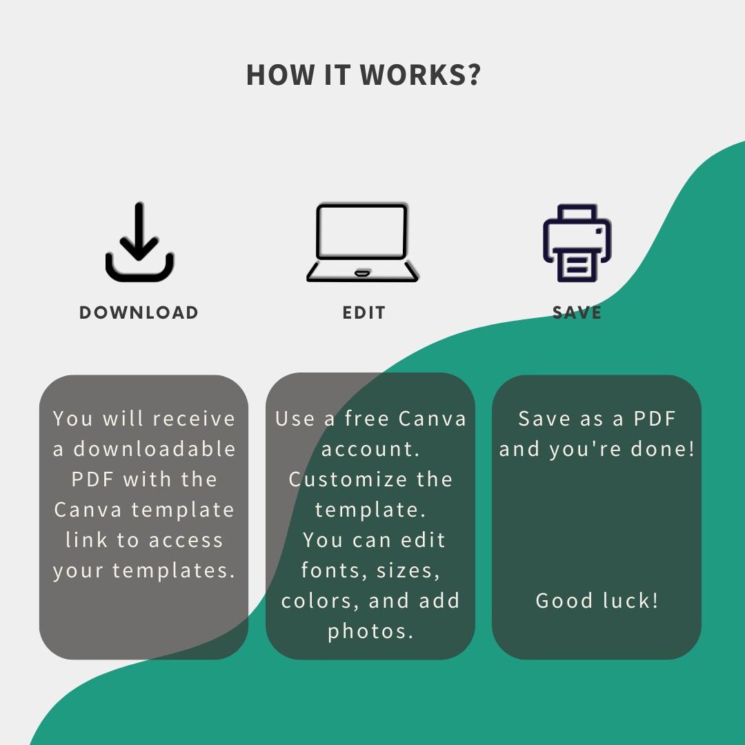 Rush Green Resume & Cover Letter Kit and Photo Editable Canva Template ...