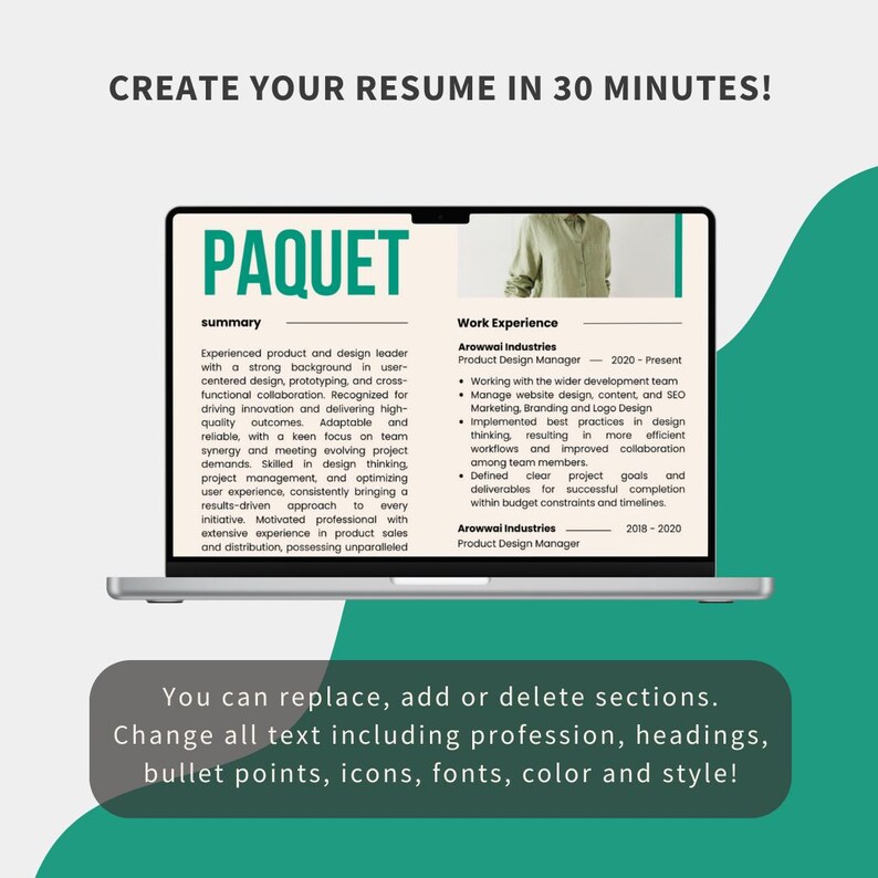 Rush Green Resume & Cover Letter Kit and Photo Editable Canva Template ...