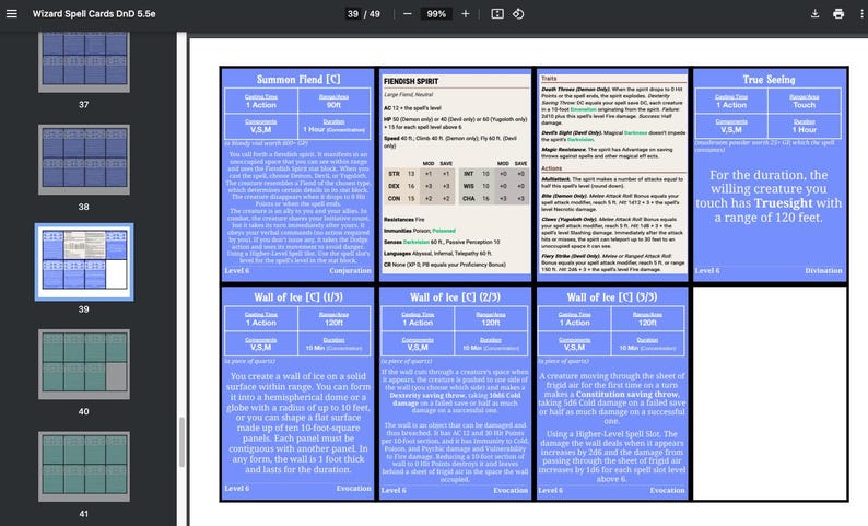 D&D Wizard Spell Cards 5.5e 2024 Players Handbook All Wizard Spells Level 1-9 Printable PDF - Etsy