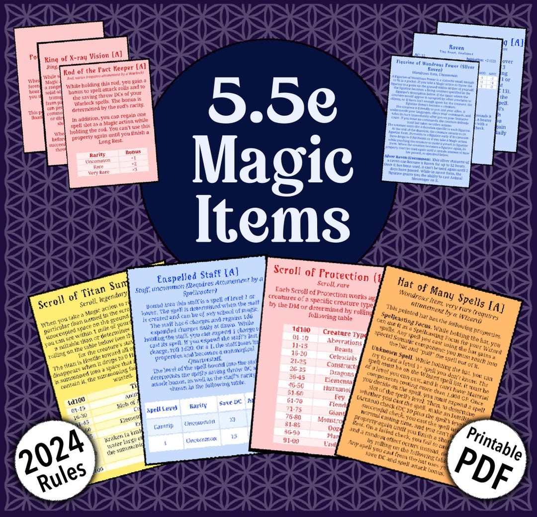 2024 Magic Item Cards Printable PDF D&D 2024 Rules - Etsy