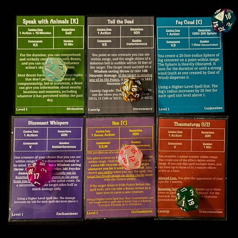 2024 Spell Cards D&D 5.5e All Spells Cantrip-level 9 Printable PDF - Etsy