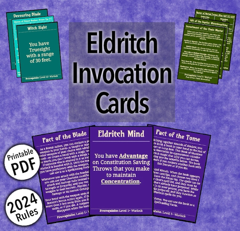 Eldritch Invocation Cards 2024 Rules Printable PDF - Etsy