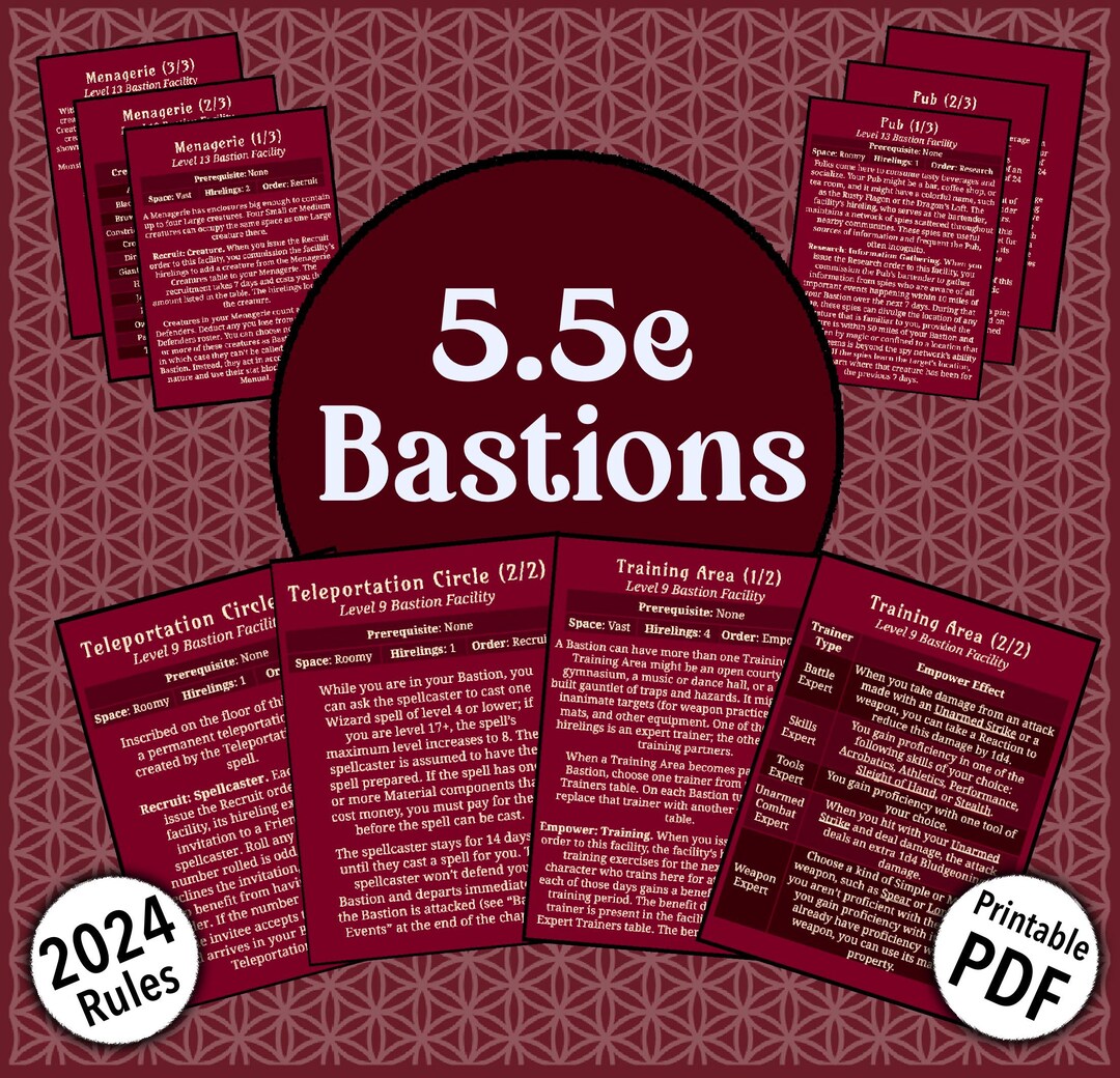 2024 Bastions D&D 5.5e Printable PDF - Etsy
