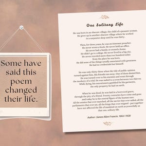 One Solitary Life Poem Printable, Christian Inspirational Poetry, Faith ...