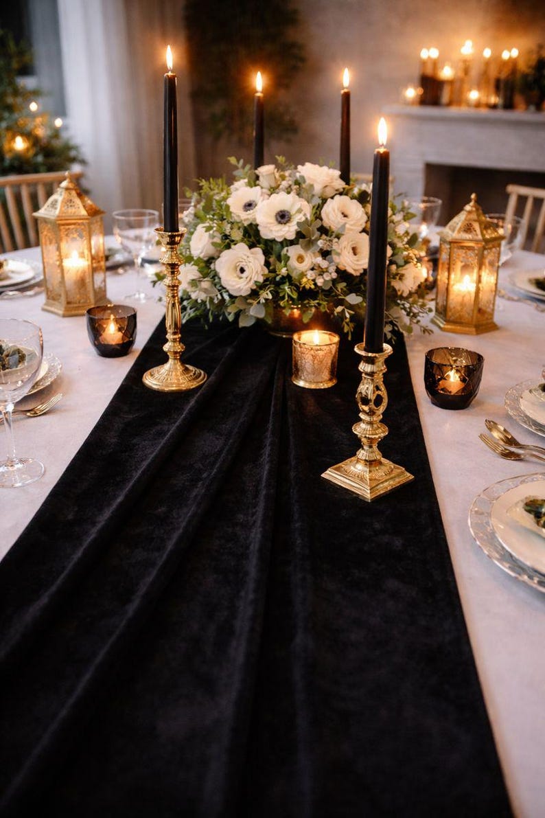 Luxury Velvet Table Runner, Custom Size Dining Table Decor, OEKO-TEX ...