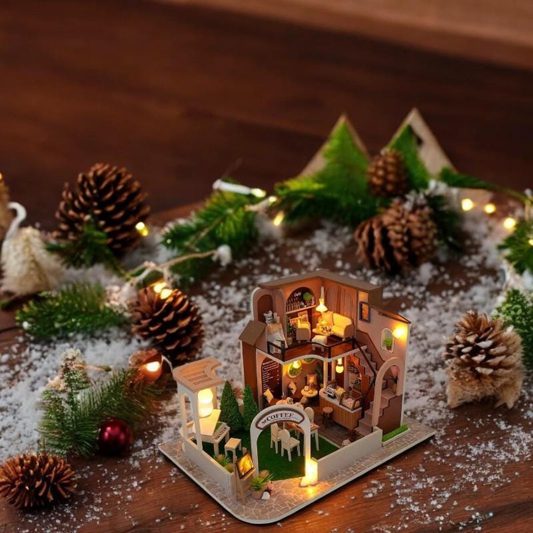 Wooden DIY Miniature Stores Kit - Handmade Home Model Mini Set With ...