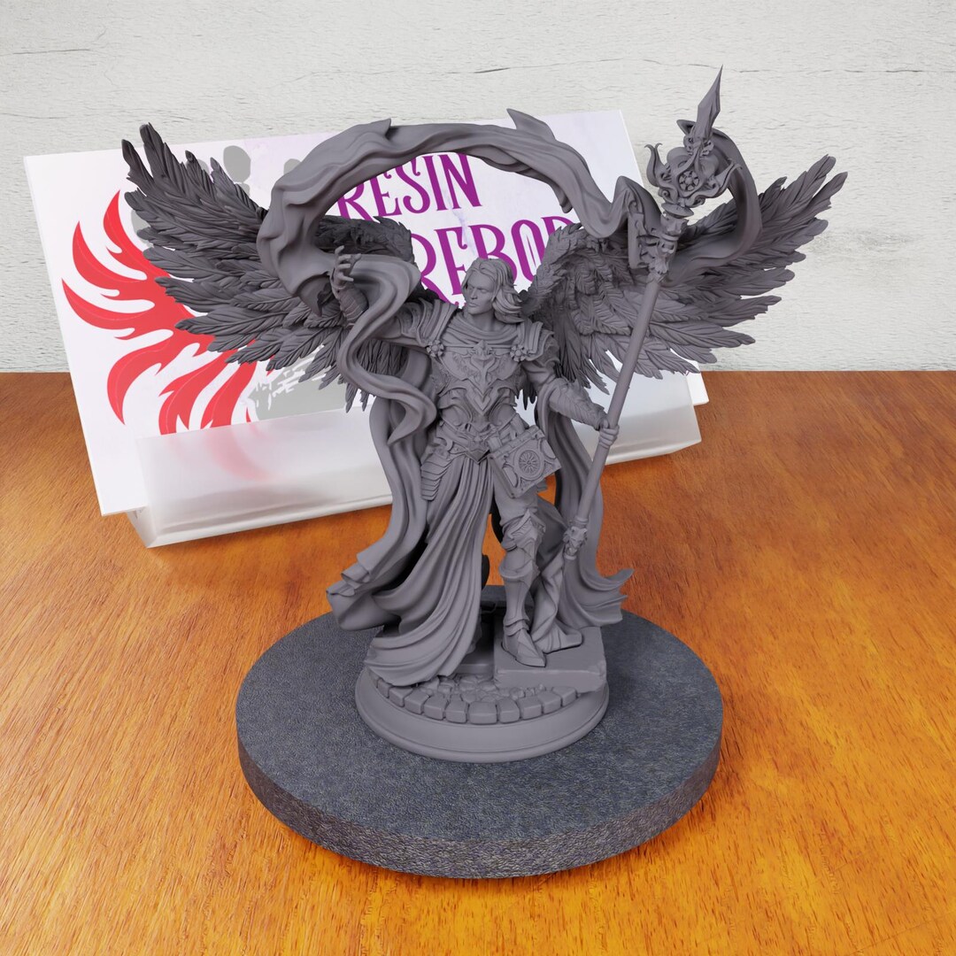 Angel With Spell Staff | 32mm Dnd Wings Magic Heaven Cleric Aasimar ...