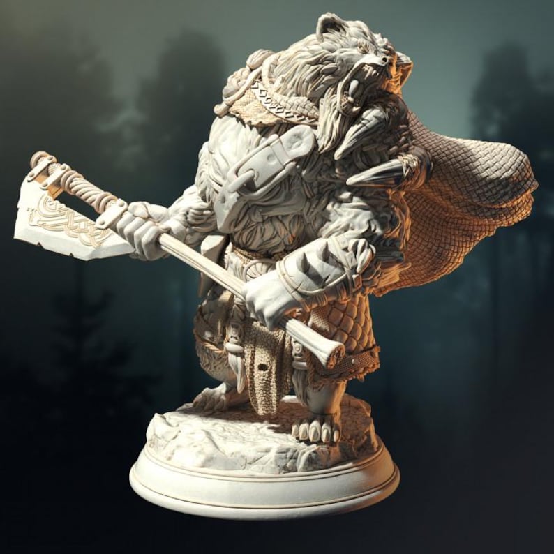 Barbarian Berserker | Dnd 5E Pathfinder Mini Resin Reborne Werebear ...