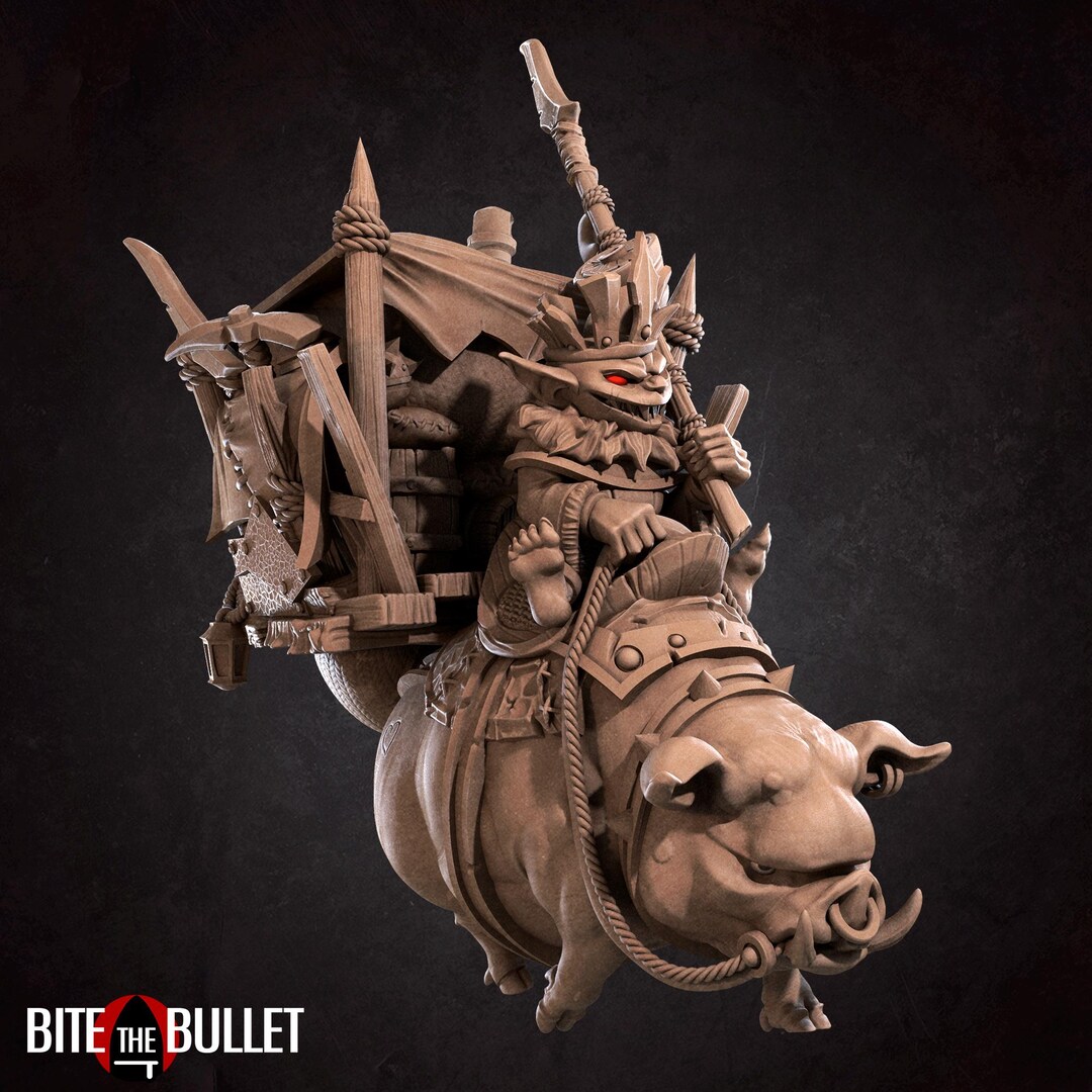 Goblin King Riding Royal Hog - Overpacked | 28 32mm D&D Clan Boss ...
