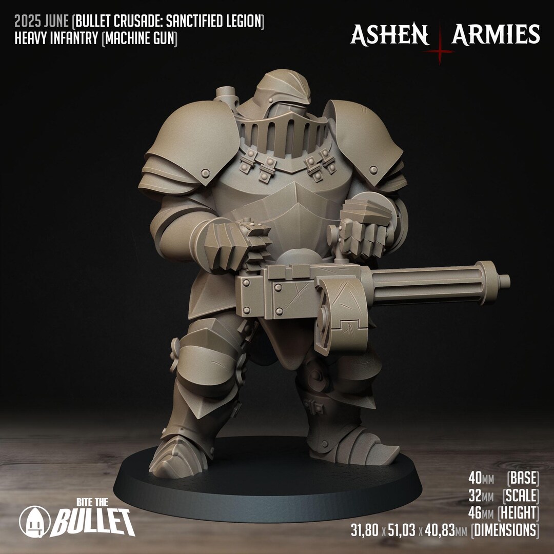 Heavy Infantry, Machine Gunner | 28 32mm Sanctified Legion Ashen Armies ...