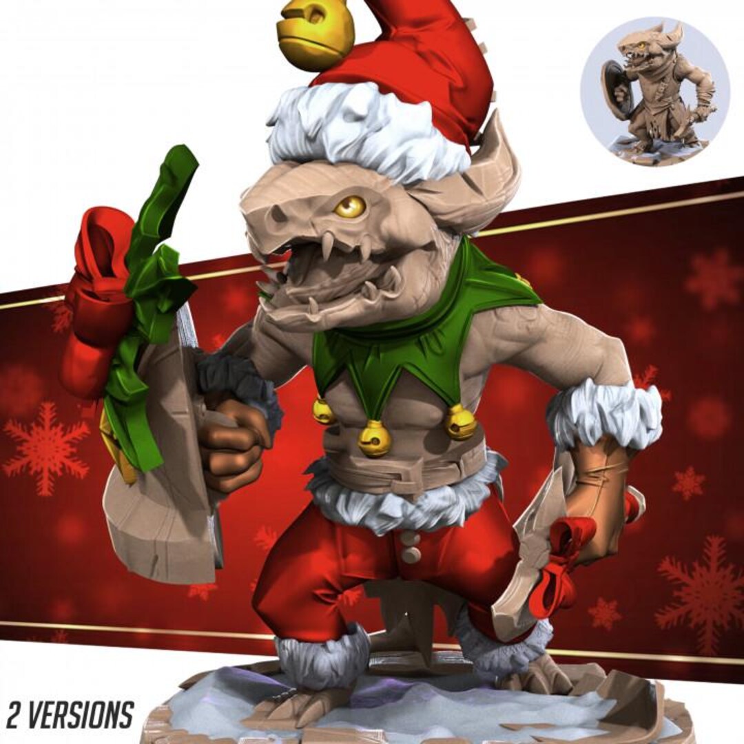 Kobold Defender of Holiday Spirit | 28 32mm D&D Christmas Xmas Magic ...