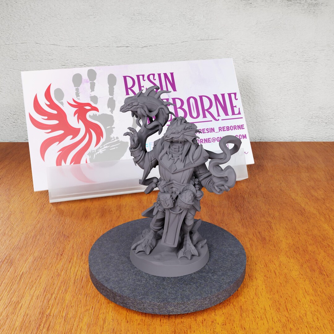 Dragonborn Wizard + Mana Wyrm | 28 32mm D&D Druid Spell Caster Mage ...