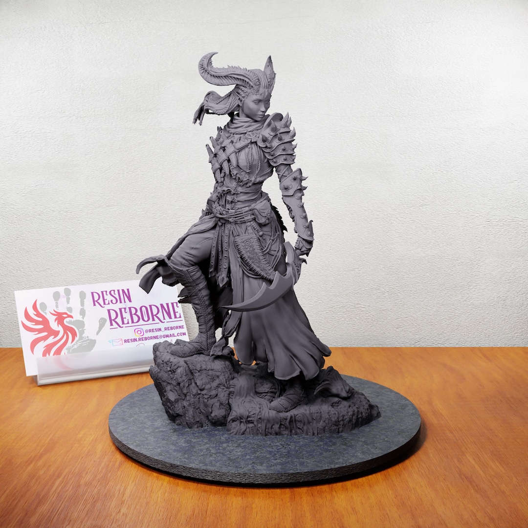 Tiefling Demon Hunter | 140mm Horned Curse Demonic Devil D&D Paint ...