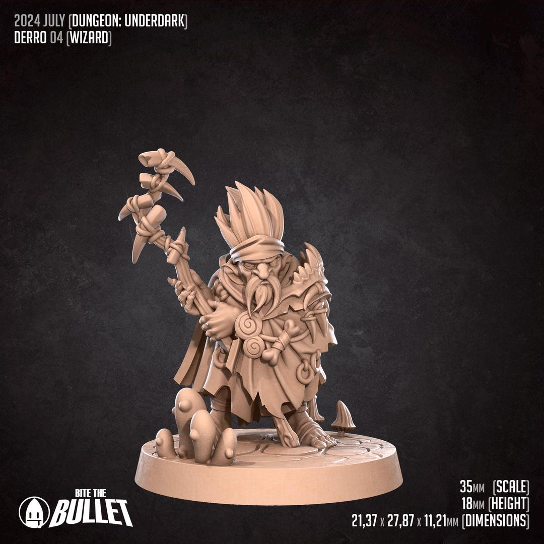 Tribal Shaman Derro | 28 32mm D&D Small Underground Duergar Dwarf ...
