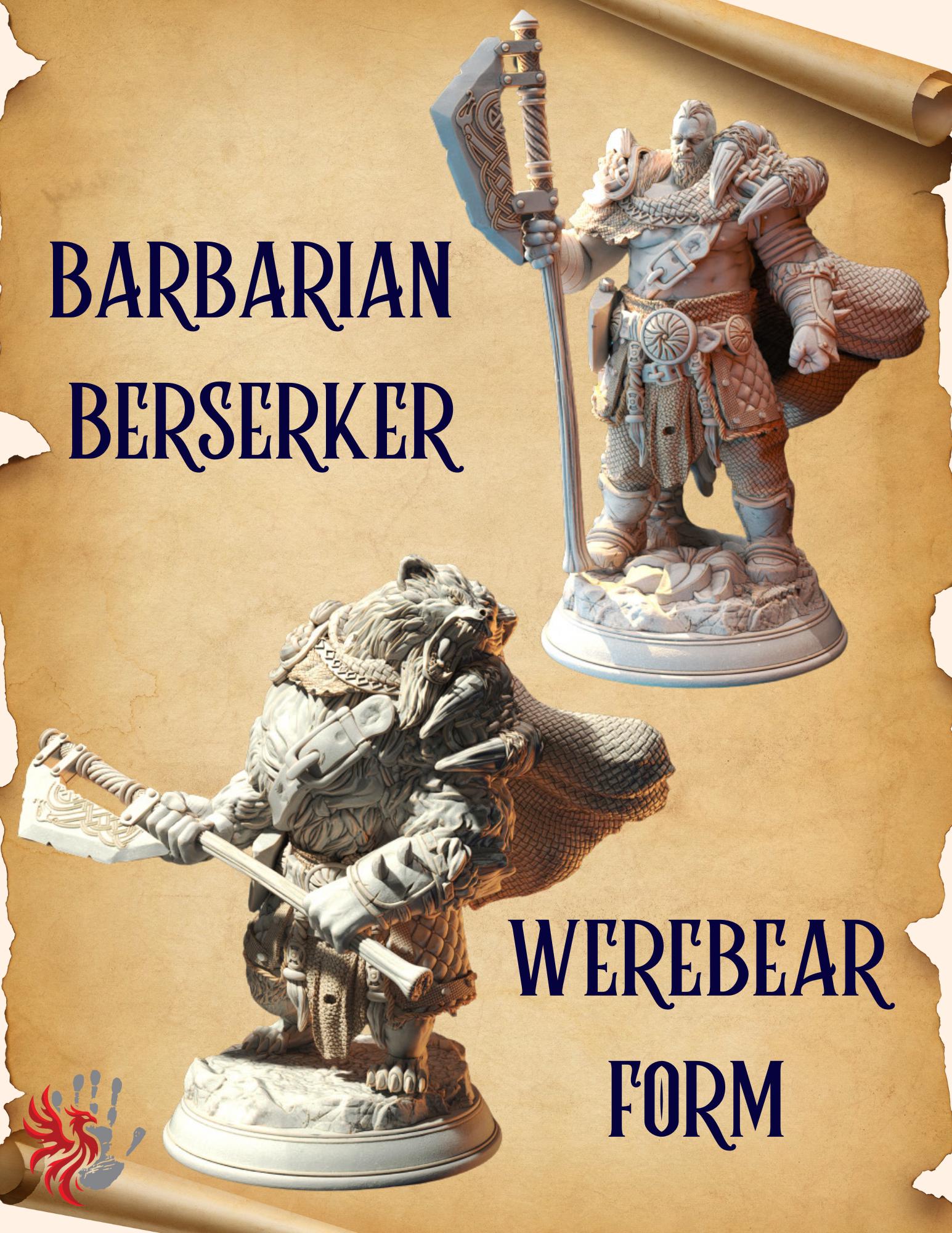 Barbarian Berserker | Dnd 5E Pathfinder Mini Resin Reborne Werebear ...