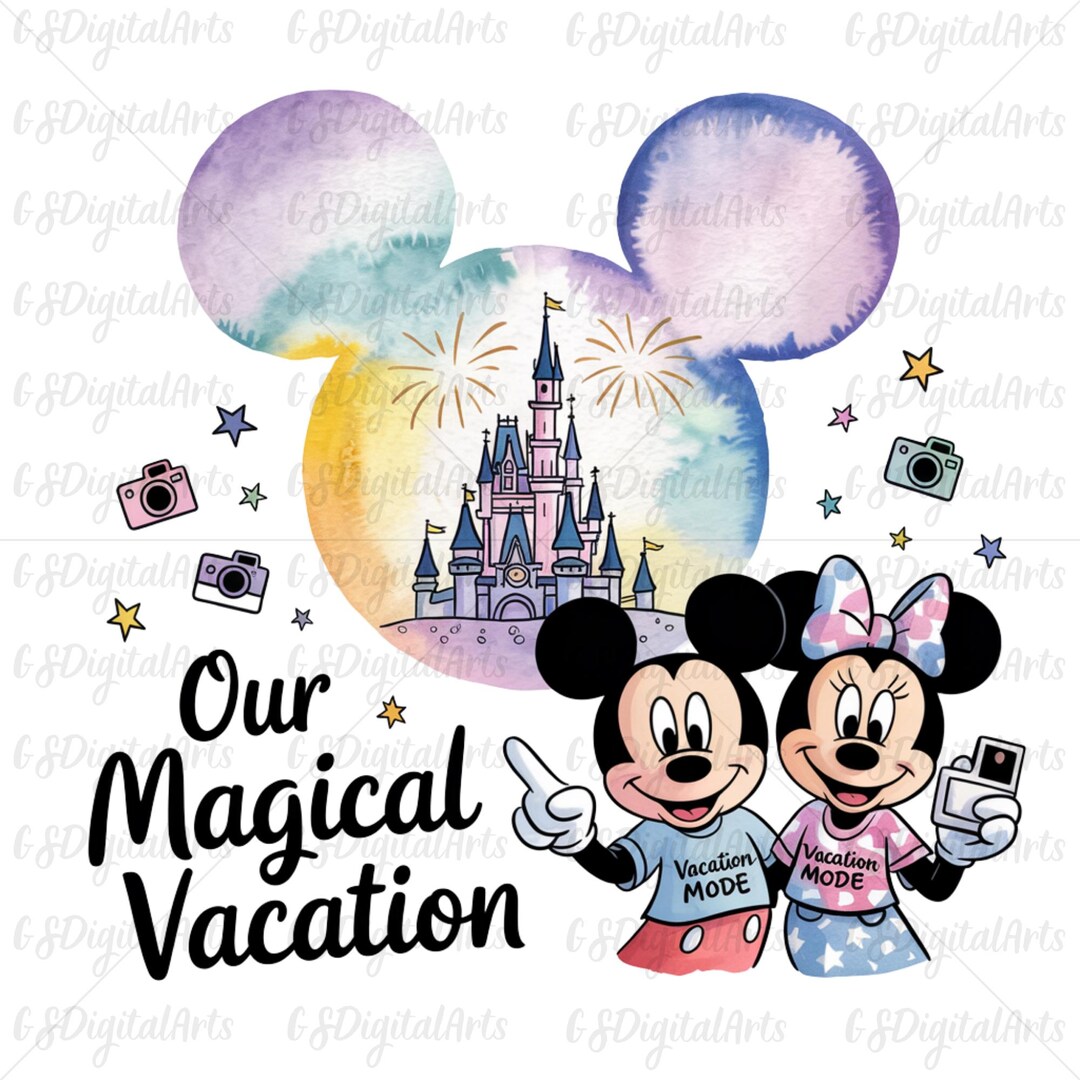 Mickey and Minnie Vacation Mode PNG, Disney Castle Fireworks Clipart ...