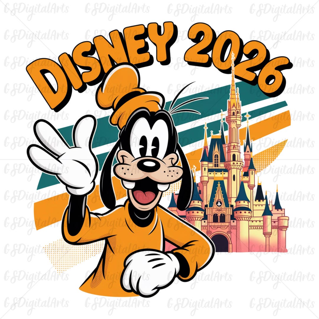 Disney 2026 Goofy PNG – Disneyland Castle Vacation Cartoon Design - Etsy UK