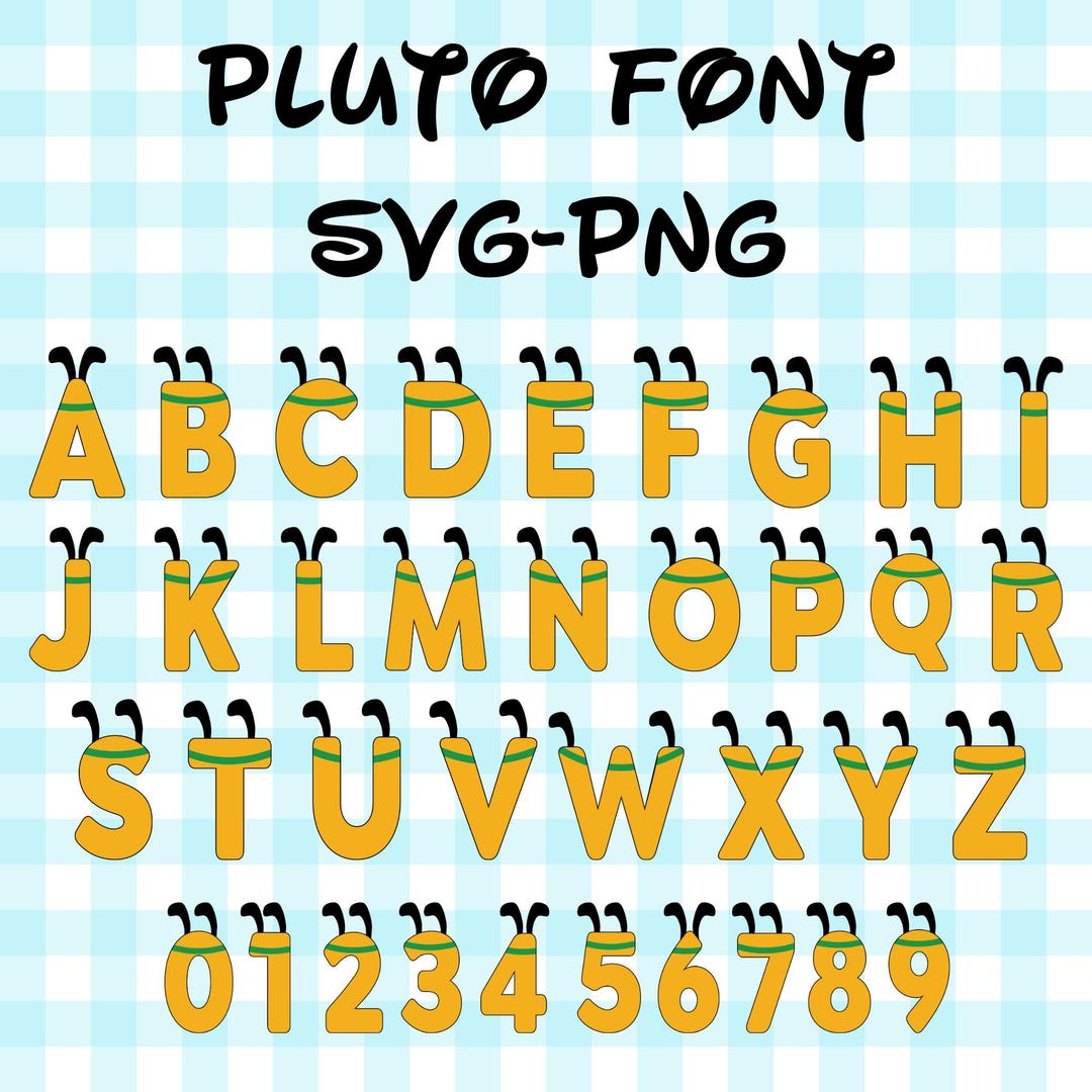 Pluto Alphabet SVG, Cartoon Font Bundle, Mouse Font SVG, Digital Font Pack, Cricut Silhouette ...