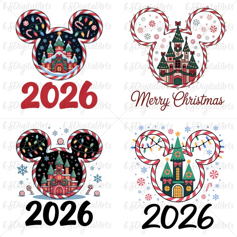 Castello di Topolino di Natale 2026 PNG, Luci natalizie Testa di ...
