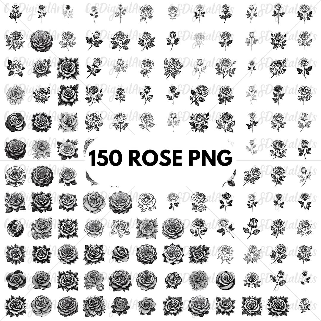Rose Clipart Bundle: 150 Flower PNG Cut Files (digital Download) - Etsy