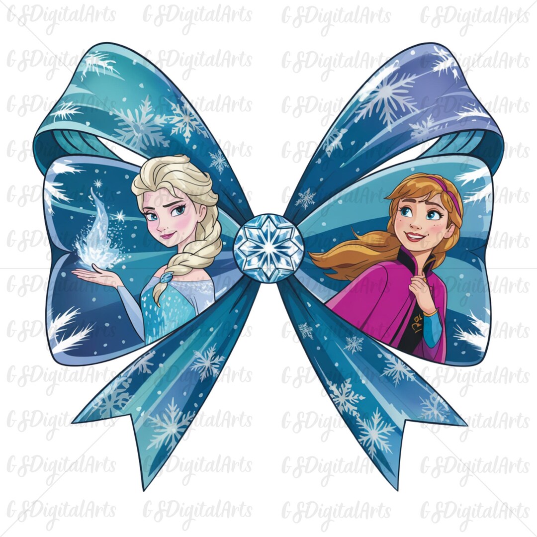 Elsa and Anna Frozen Birthday Bow PNG, Disney Princess Bow Clipart ...