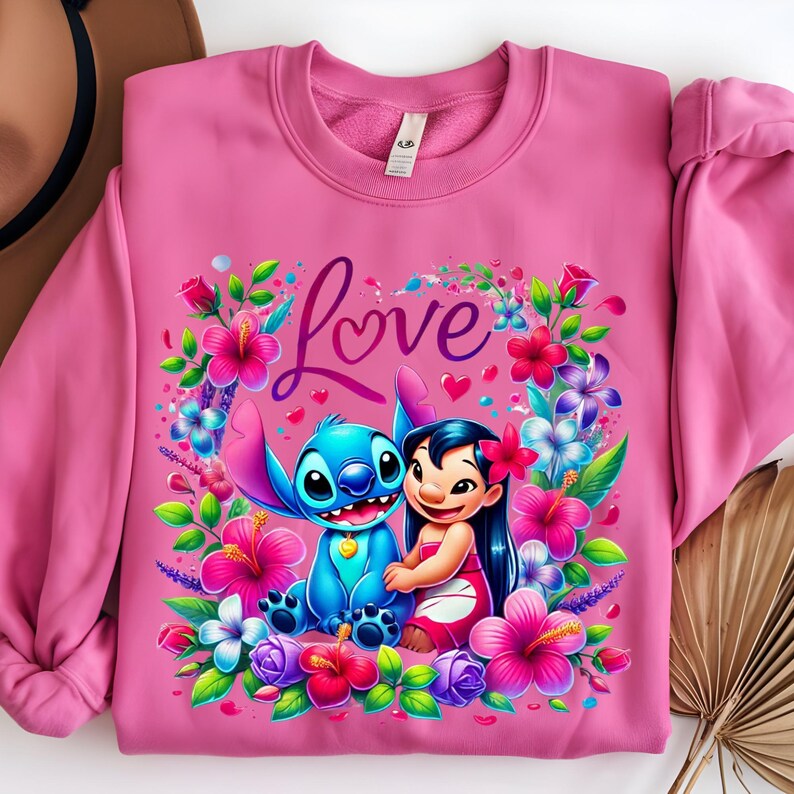 Lilo & Stitch Valentine PNG: Watercolor Cartoon Designs (digital ...