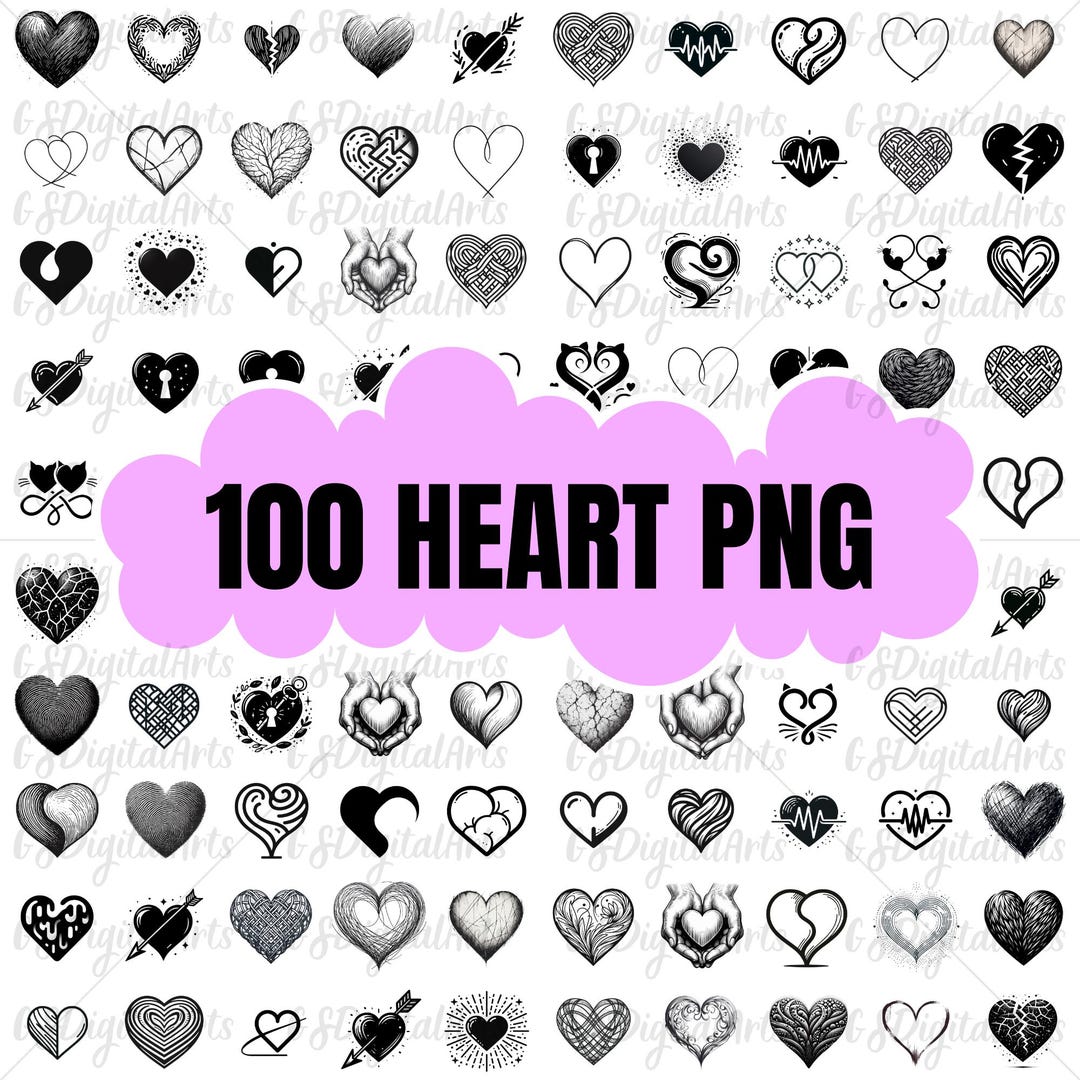 Heart Png Bundle, Heart Png, Hand Drawn Heart Png, Heart Clipart ...