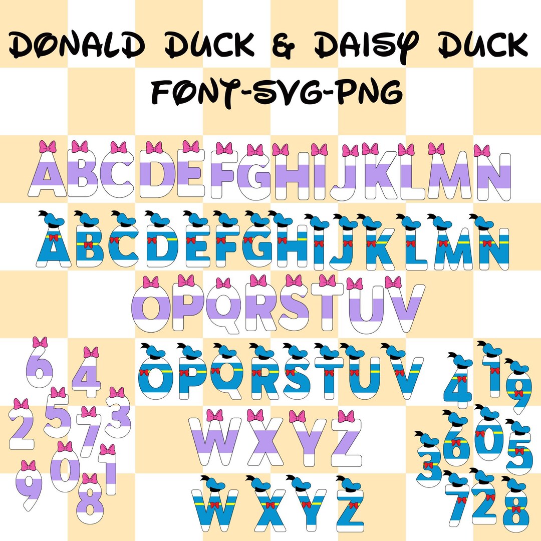 Donald Duck Doodle Font: SVG, PNG (digital Download) - Etsy