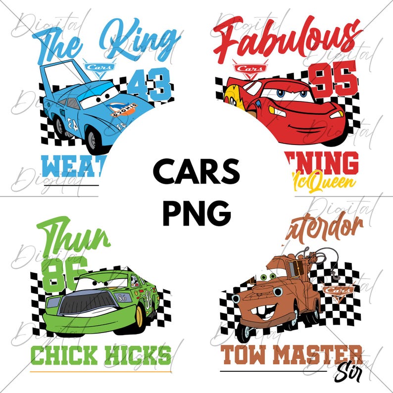 Cars Movie PNG: Lightning Mcqueen & Mater, Cricut Ready (digital ...